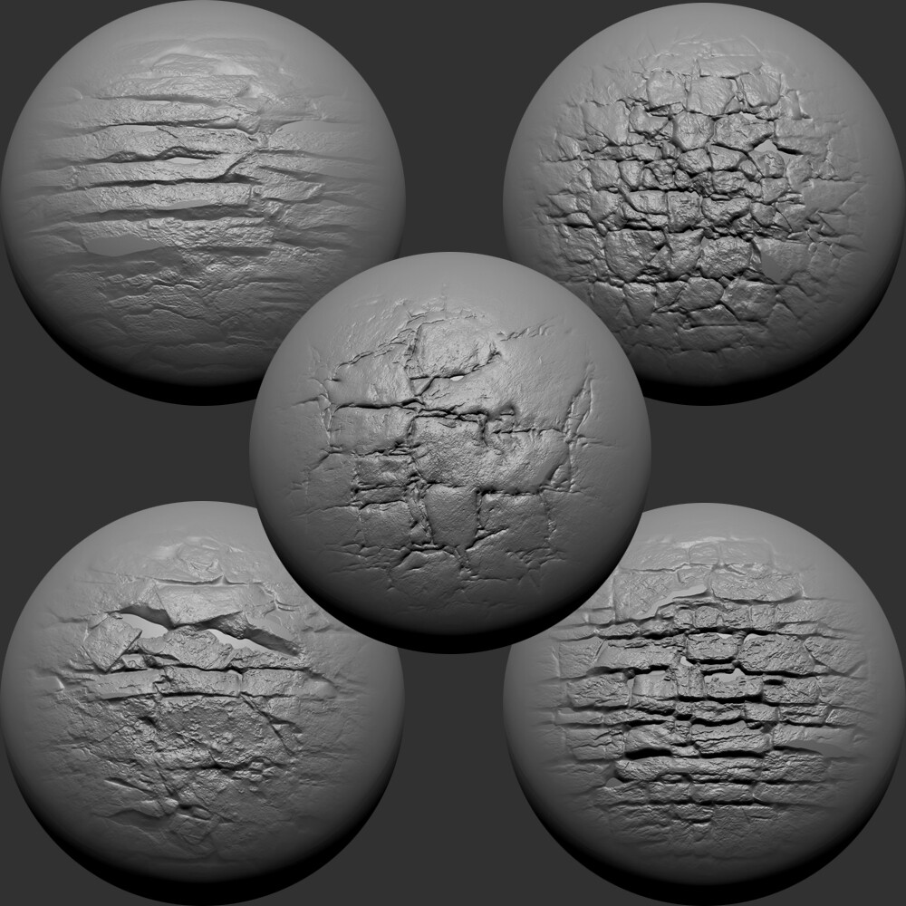 ArtStation - 50 Stone & Brick Alpha and brush | Brushes