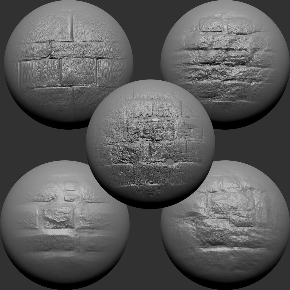 ArtStation - 50 Stone & Brick Alpha and brush | Brushes
