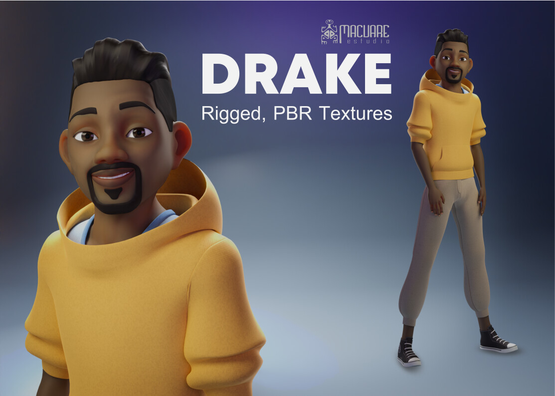 ArtStation - Drake rigged character for animation 3D model | Resources