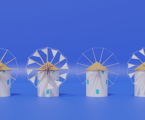 ArtStation - Cartoon Greek Windmill Collection 3D model | Resources