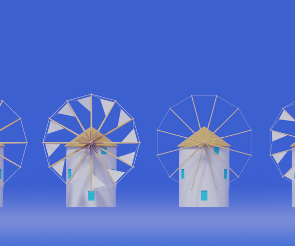 ArtStation - Cartoon Greek Windmill Collection 3D model | Resources