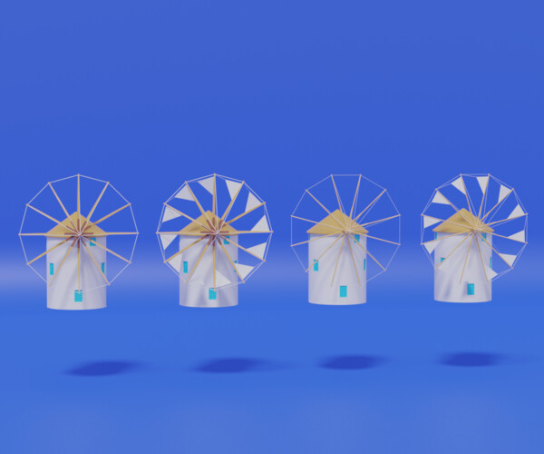 ArtStation - Cartoon Greek Windmill Collection 3D model | Resources