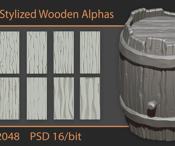 ArtStation - Stylized Wooden Alphas | Brushes