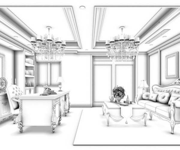 ArtStation - Study Room - American Style - 9410 | Resources