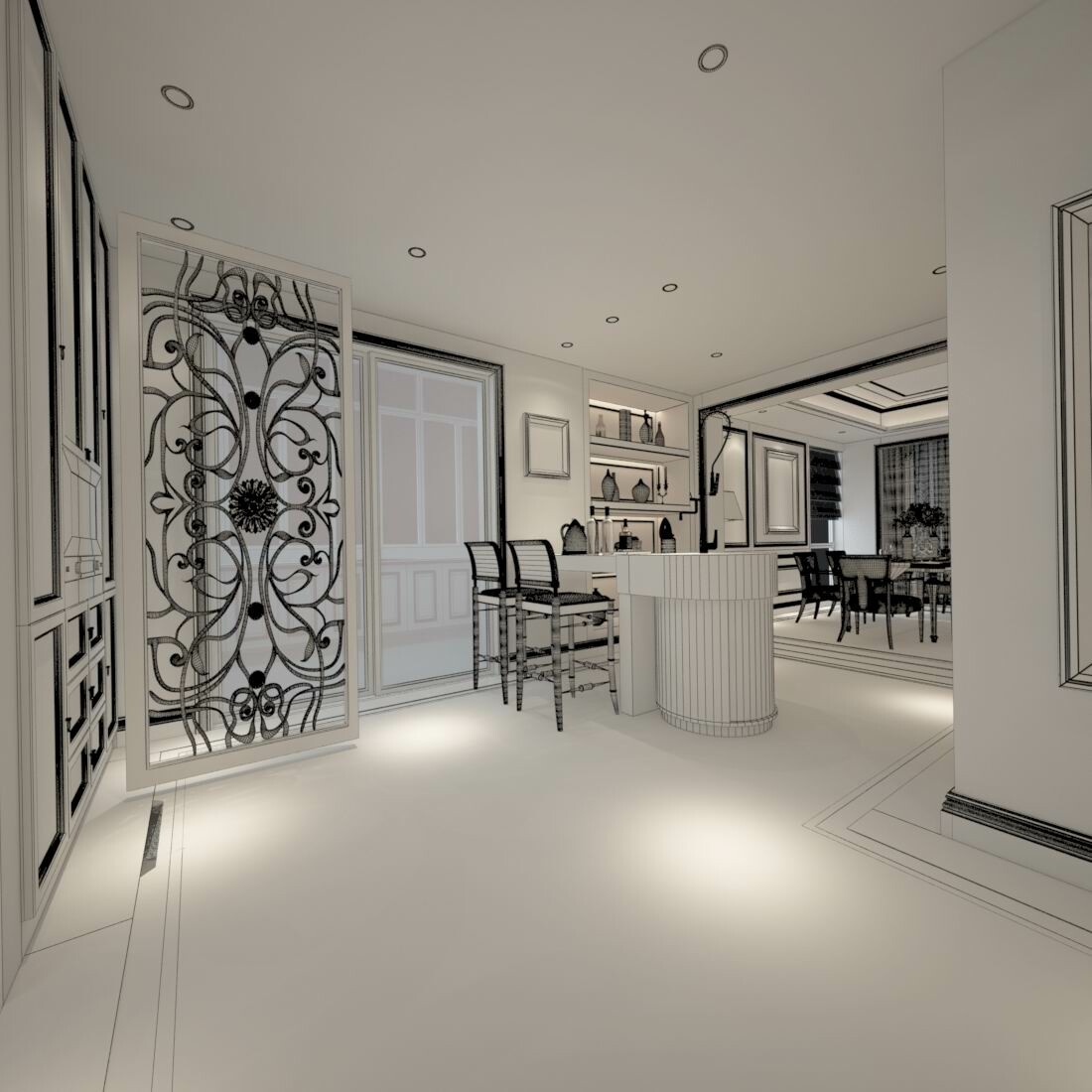 ArtStation - Hallway aisle balcony elevator stairs -057 | Resources