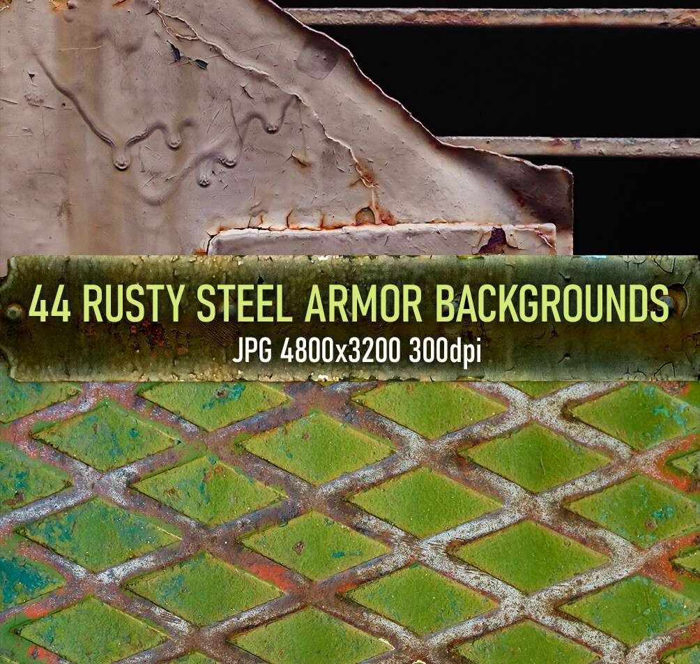 ArtStation - 44 worn, rusty metal vehicle armor elements and surface ...