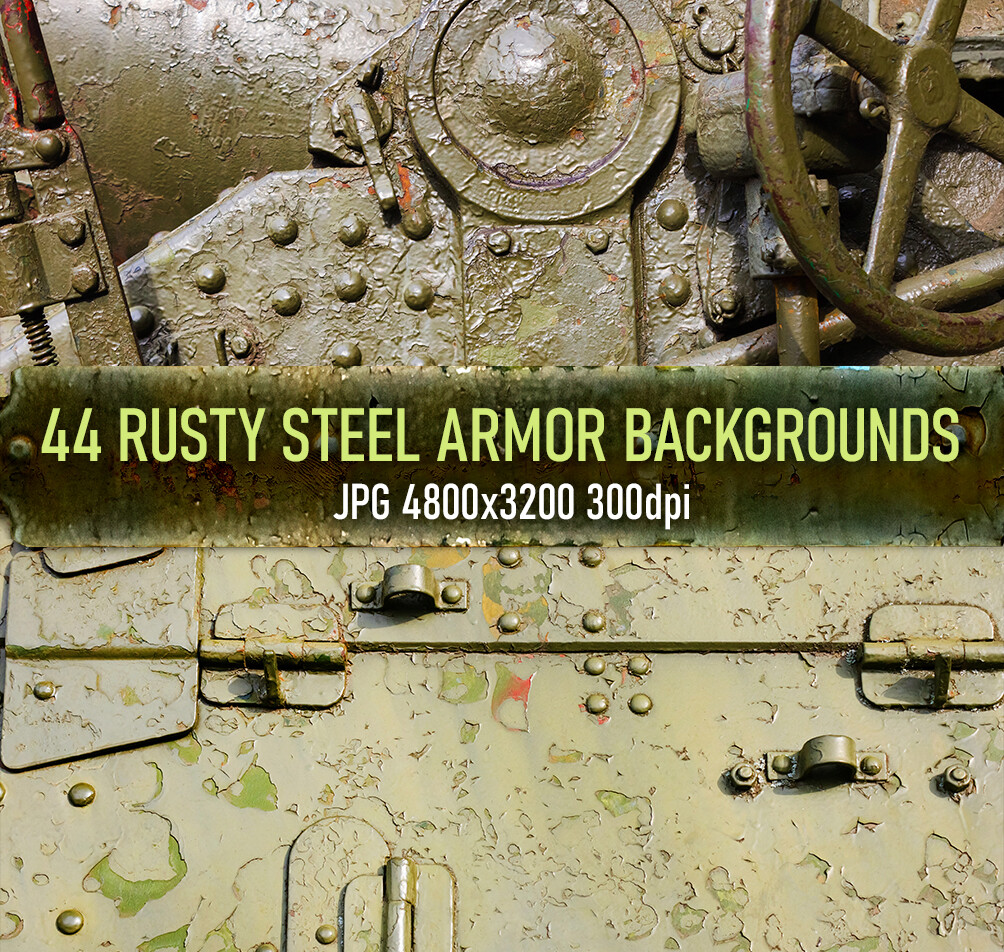 ArtStation - 44 worn, rusty metal vehicle armor elements and surface ...