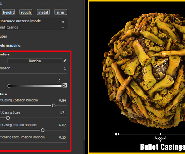 ArtStation - Bullet Casings Tileable Pbr Material Generator - High ...