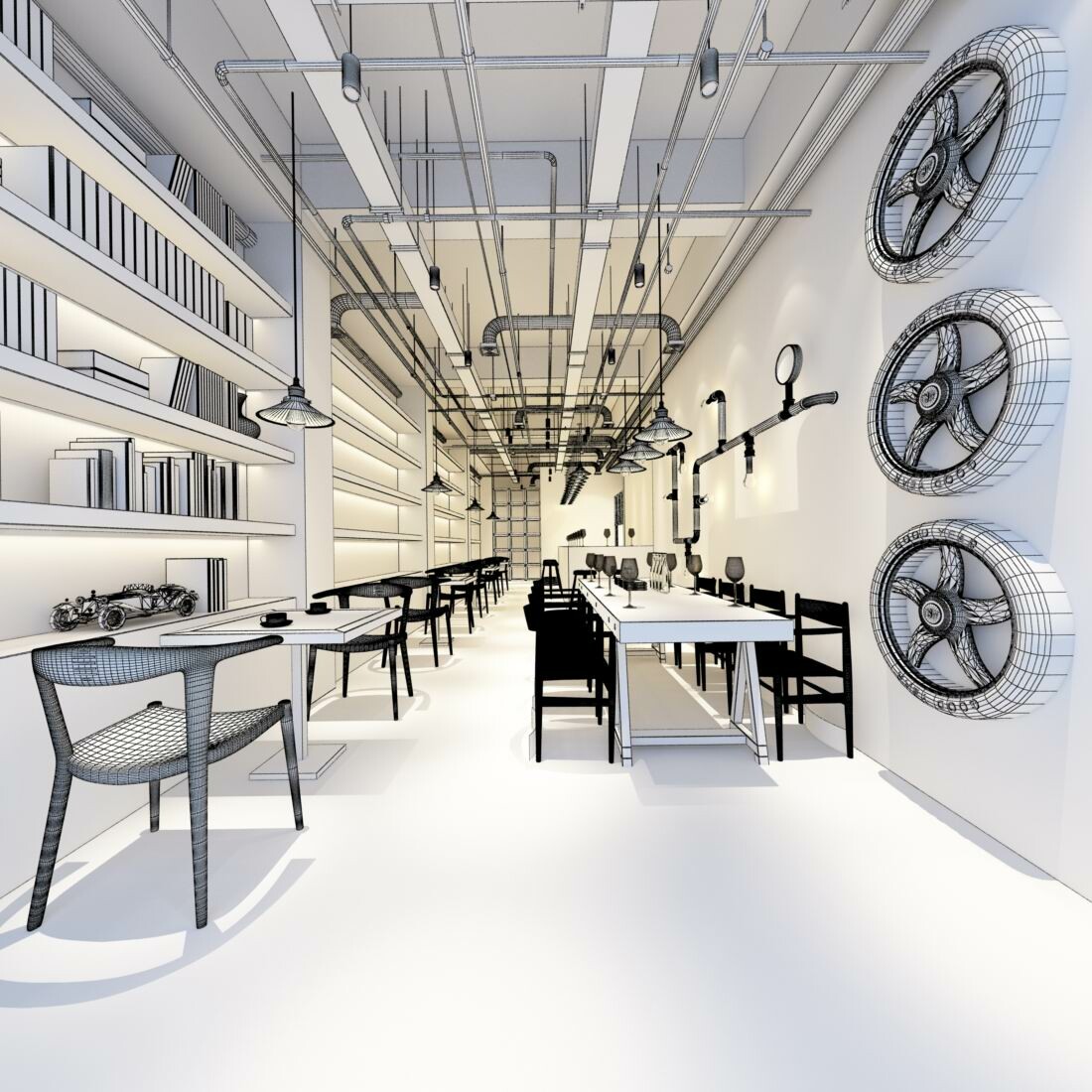 ArtStation - Industrial wind restaurant design 01 | Resources