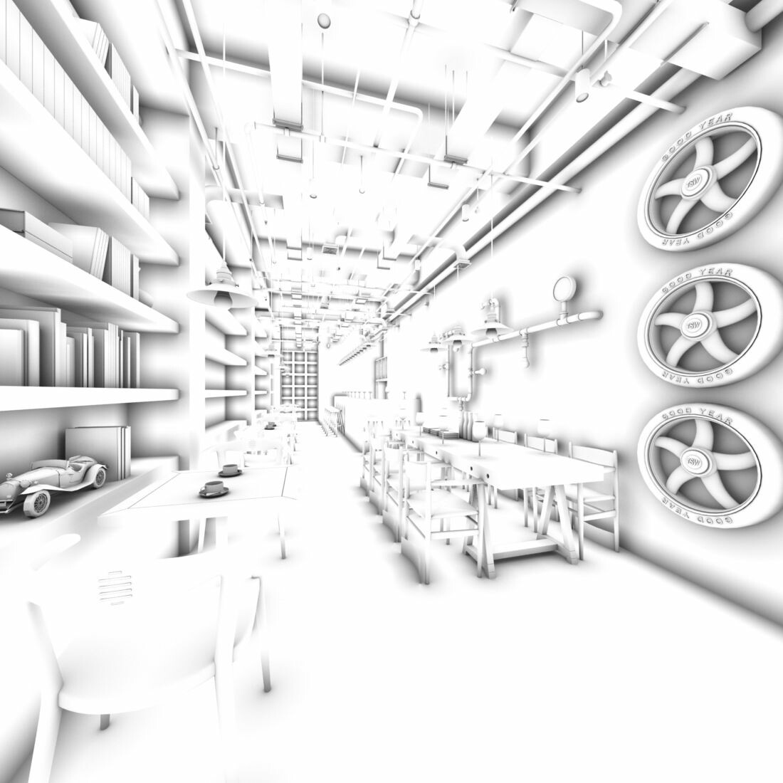 ArtStation - Industrial wind restaurant design 01 | Resources