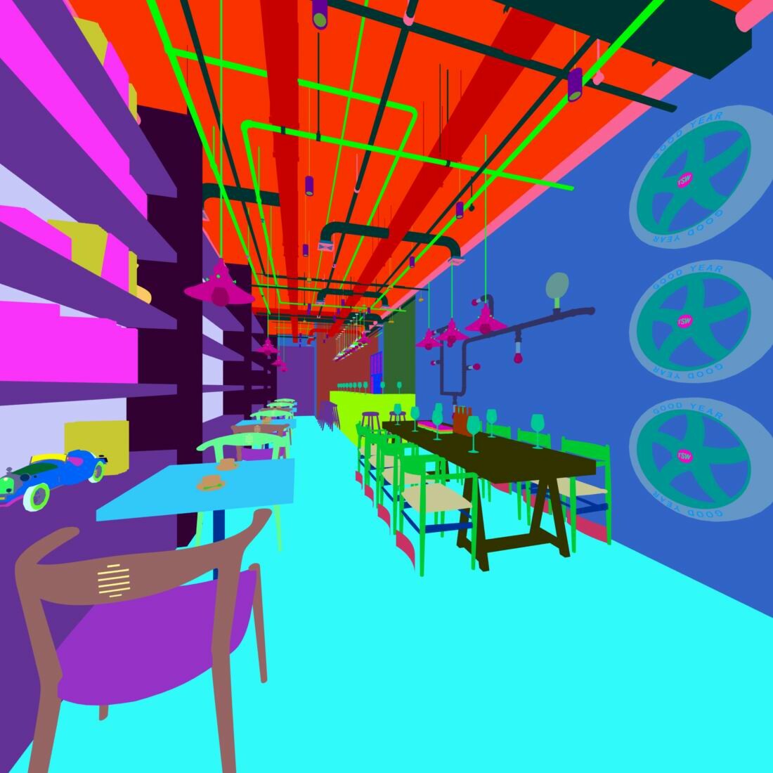 ArtStation - Industrial wind restaurant design 01 | Resources