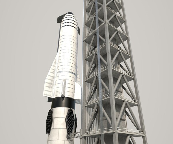 ArtStation - Starship Super Heavy and Tower | Game Assets