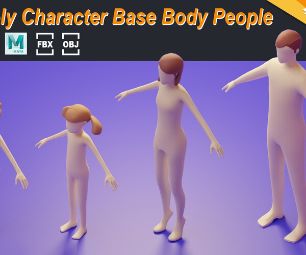ArtStation - Low Poly 3D Character Base Body People Illustration Set ...