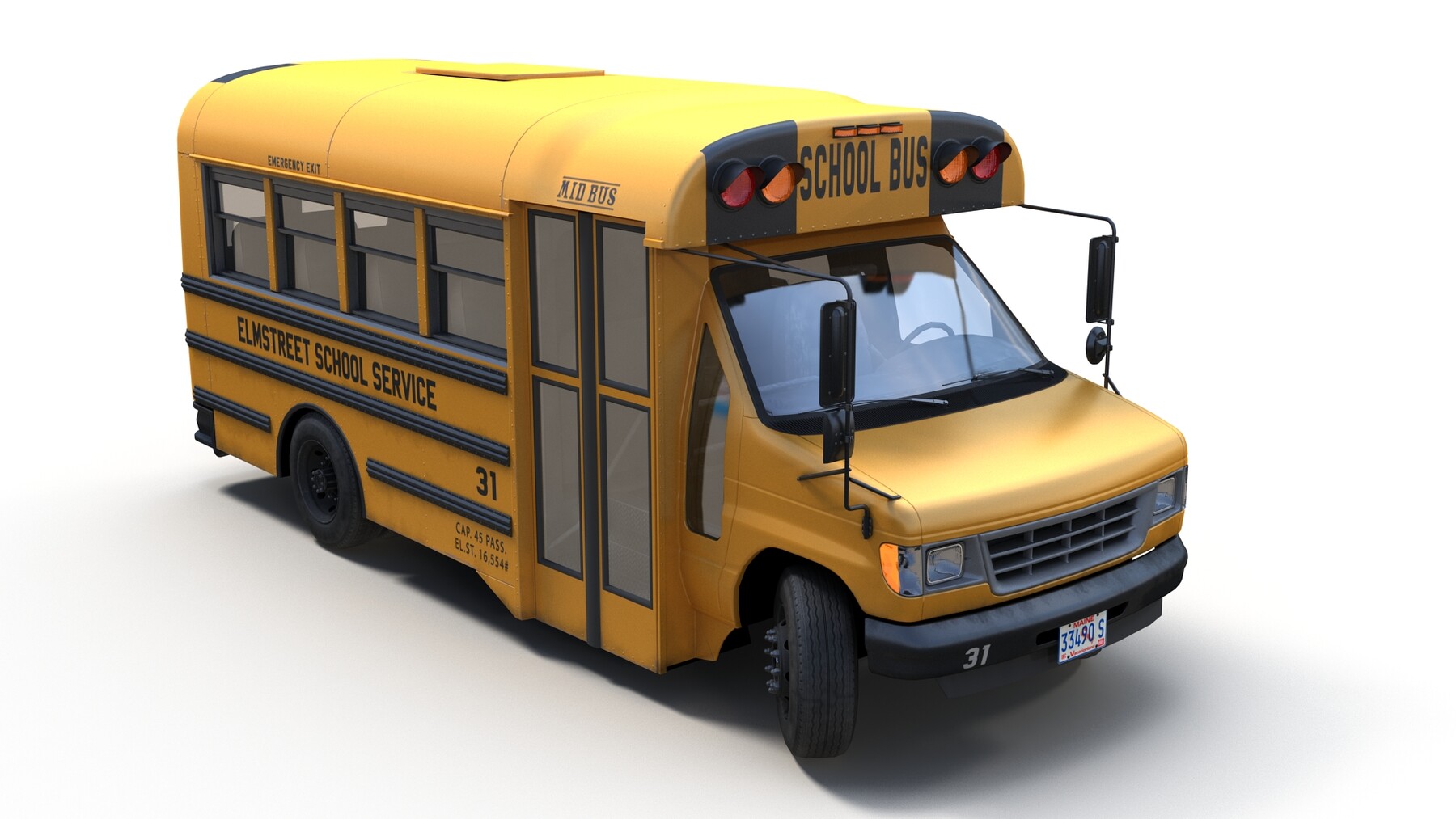 ArtStation - American school mid bus | Game Assets