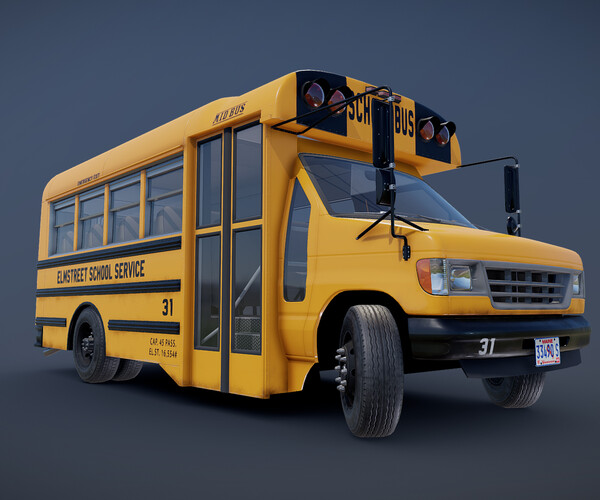 ArtStation - American school mid bus | Game Assets