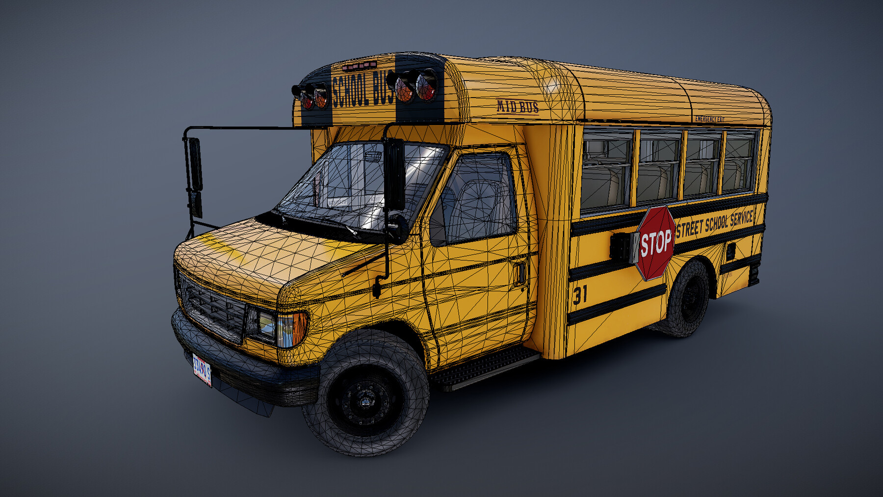 ArtStation - American school mid bus | Game Assets