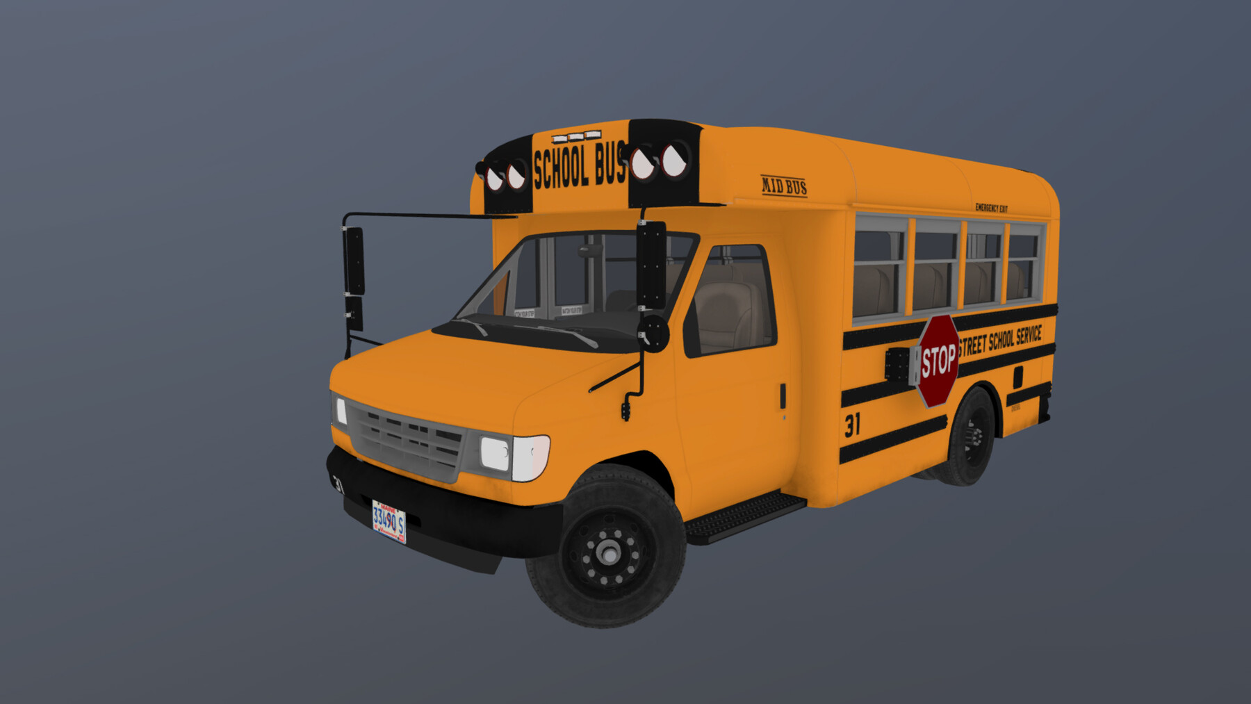 ArtStation - American school mid bus | Game Assets