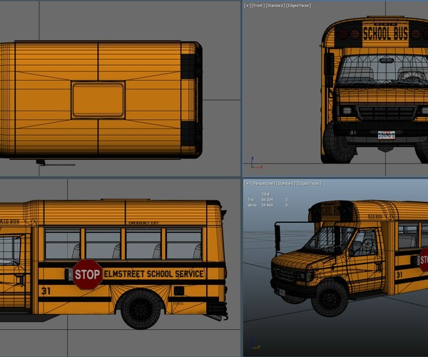 ArtStation - American school mid bus | Game Assets