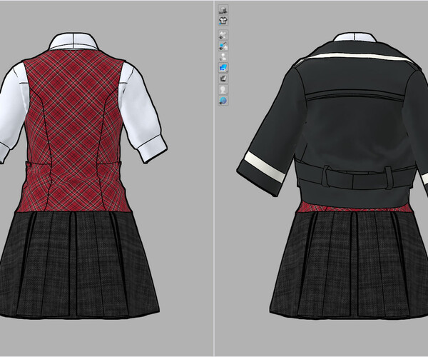 ArtStation - Girl School Uniform with Jacket - 80 Marvelous Designer ...