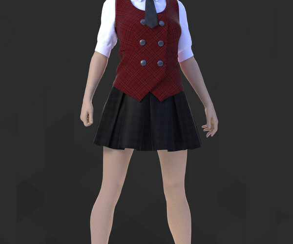 ArtStation - Girl School Uniform with Jacket - 80 Marvelous Designer ...