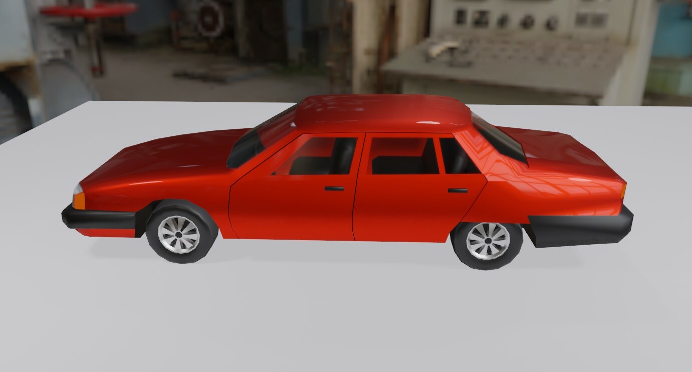ArtStation - Basic Car - Red - Carro Low-poly 3D model | Game Assets