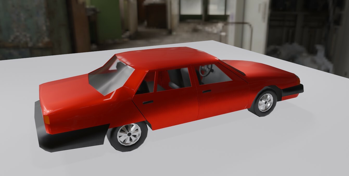 ArtStation - Basic Car - Red - Carro Low-poly 3D model | Game Assets