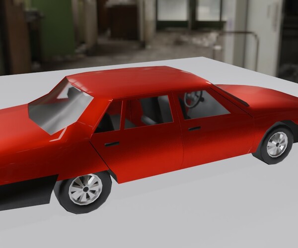 ArtStation - Basic Car - Red - Carro Low-poly 3D model | Game Assets
