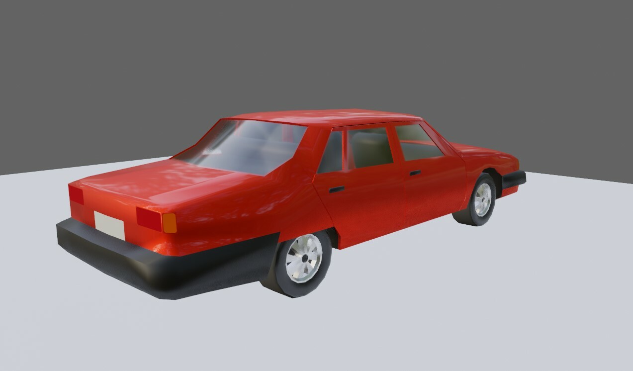 ArtStation - Basic Car - Red - Carro Low-poly 3D model | Game Assets