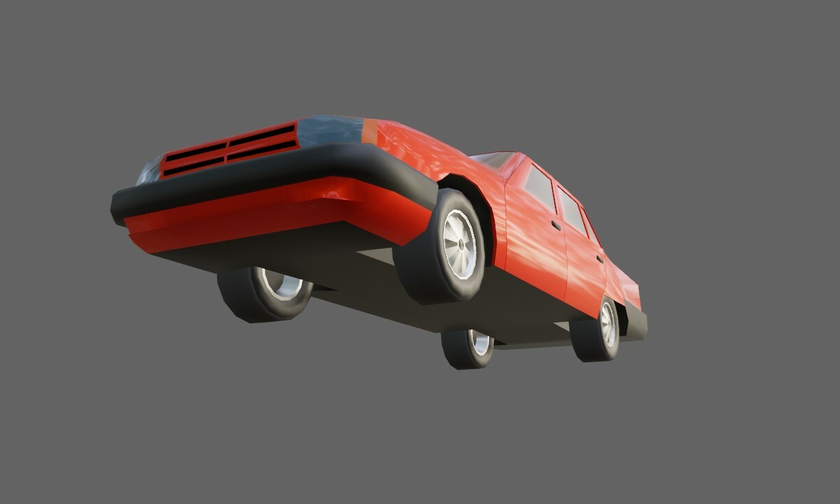 ArtStation - Basic Car - Red - Carro Low-poly 3D model | Game Assets
