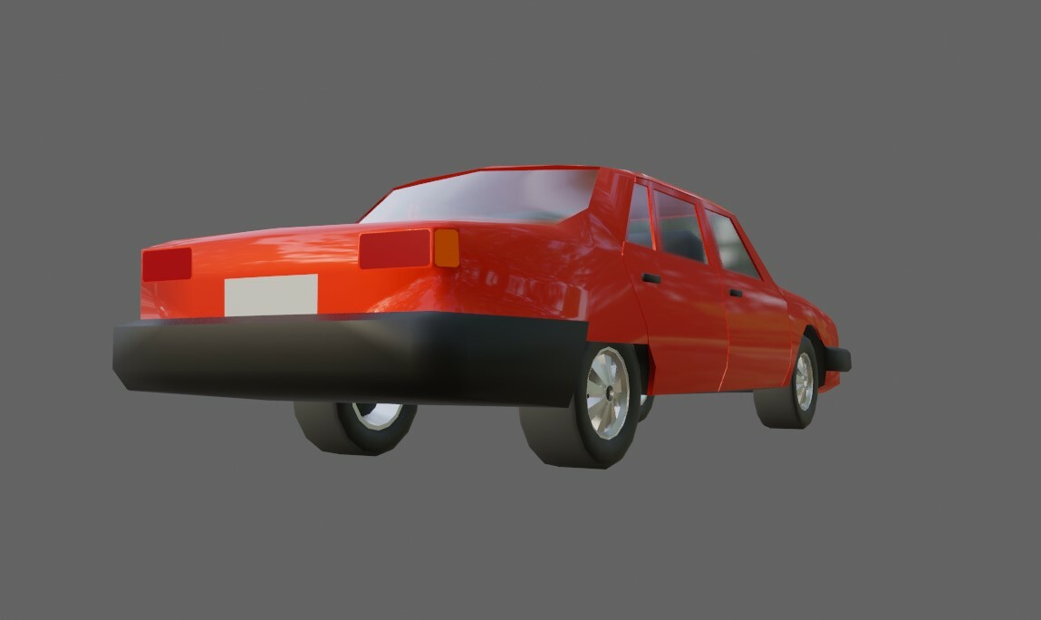 ArtStation - Basic Car - Red - Carro Low-poly 3D model | Game Assets