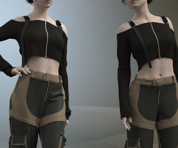 ArtStation - Female Outfit 3 3D model | Game Assets