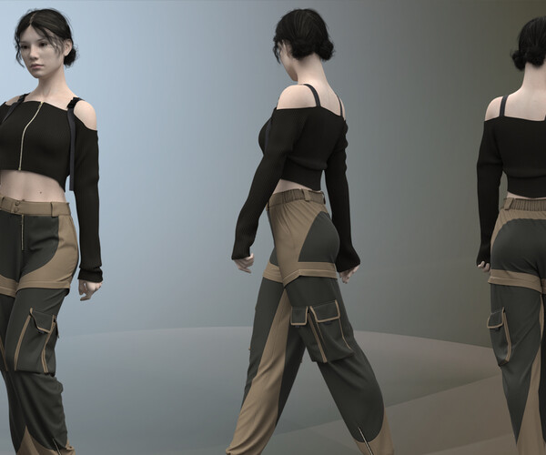 ArtStation - Female Outfit 3 3D model | Game Assets