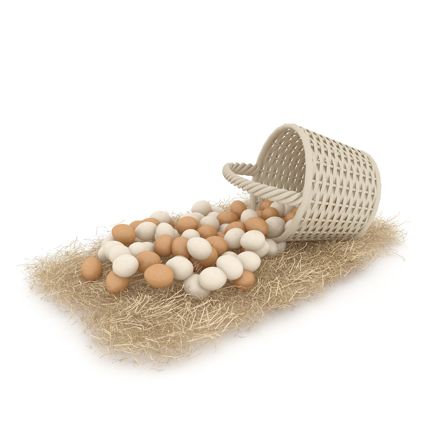 ArtStation - basket straw and eggs are natural 3D model | Game Assets