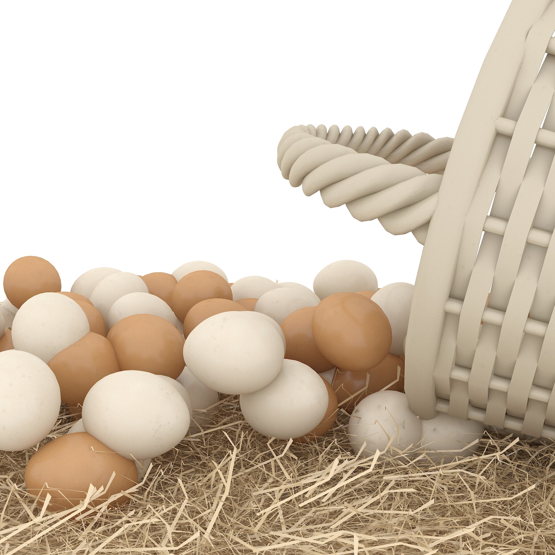 ArtStation - basket straw and eggs are natural 3D model | Game Assets