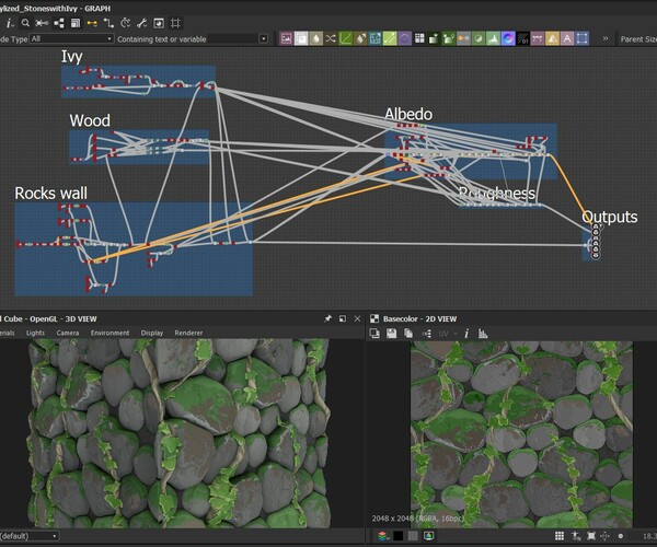 ArtStation - Stylized Stones with Ivy - Substance Designer | Game Assets
