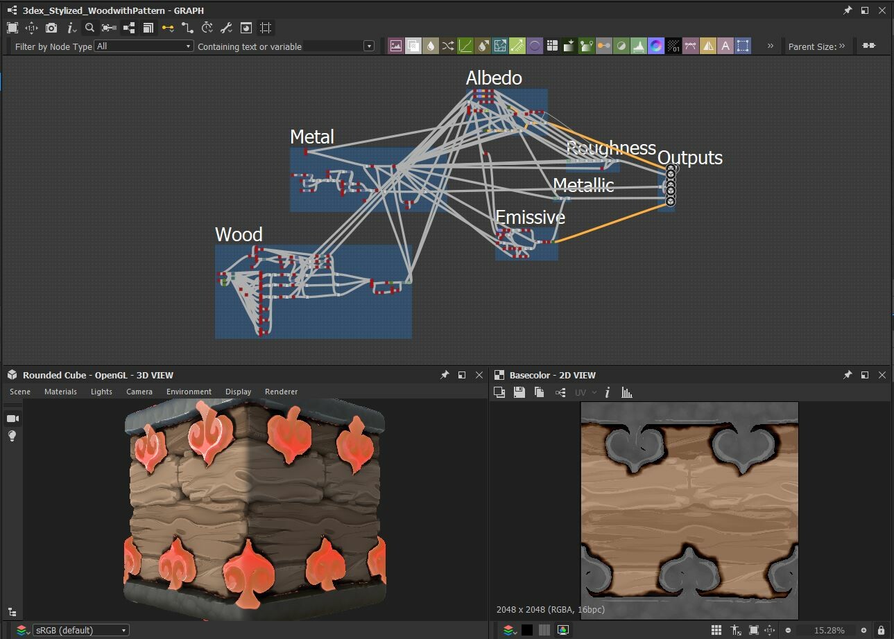 ArtStation - Stylized Wood and Pattern - Substance Designer | Game Assets