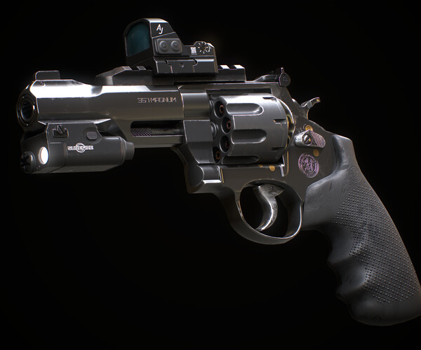 ArtStation - Revolver Smith & Wesson M&P R8 with flashlight & reflex ...