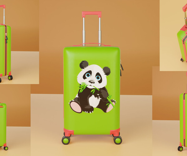 ArtStation - Luggage, Children travel suitcase Panda (polygonal 3D ...