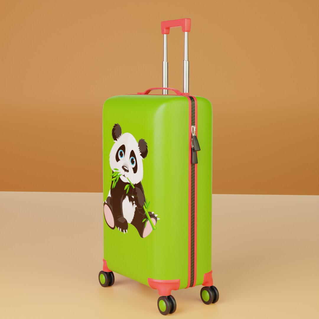 ArtStation - Luggage, Children travel suitcase Panda (polygonal 3D ...