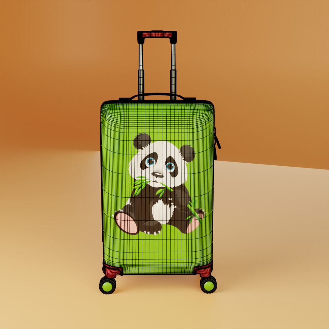ArtStation - Luggage, Children travel suitcase Panda (polygonal 3D ...