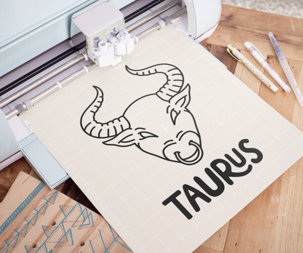 ArtStation - Taurus Zodiac Icon Line Art Cut File Bundle svg, png, pdf ...