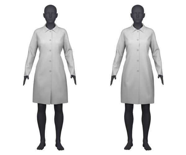 ArtStation - Women's classic coat in 4 different fit/sizes CLO3D ...