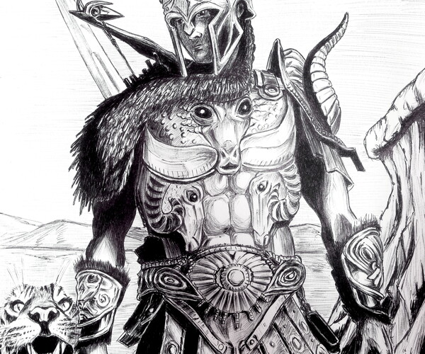 ArtStation - Ancient Greek warrior and his tiger. | Artworks