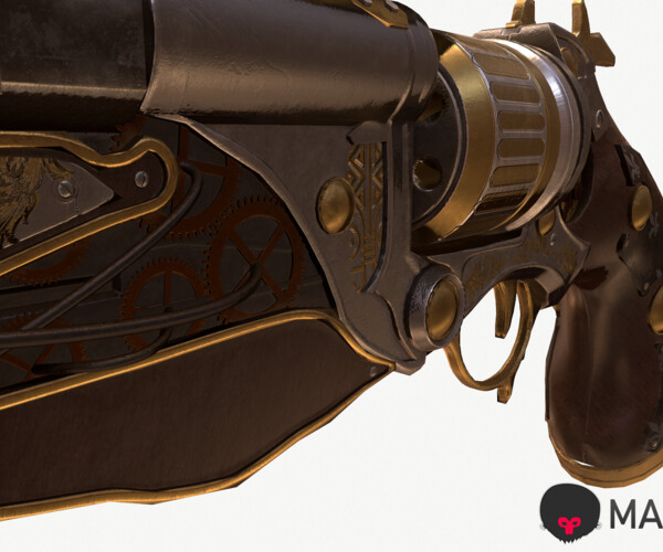 ArtStation - Low-poly Steampunk Revolver | Game Assets