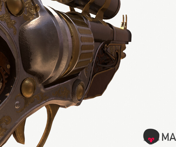 ArtStation - Low-poly Steampunk Revolver | Game Assets
