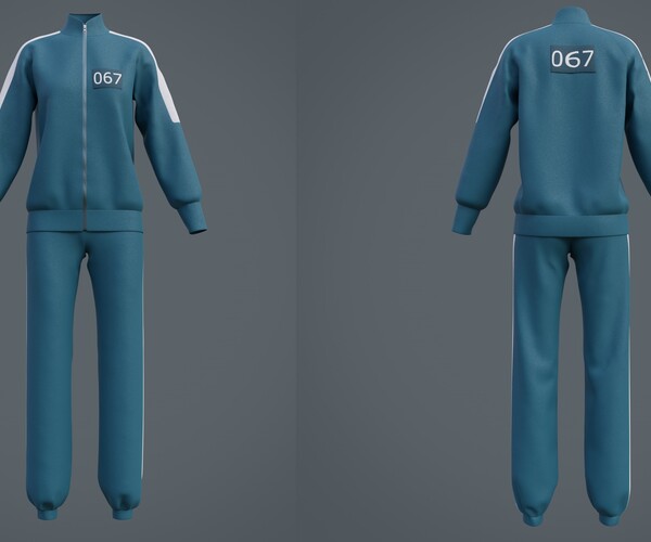 ArtStation - 3D Squid Game Players Uniform - 067 Female Tracksuit ...