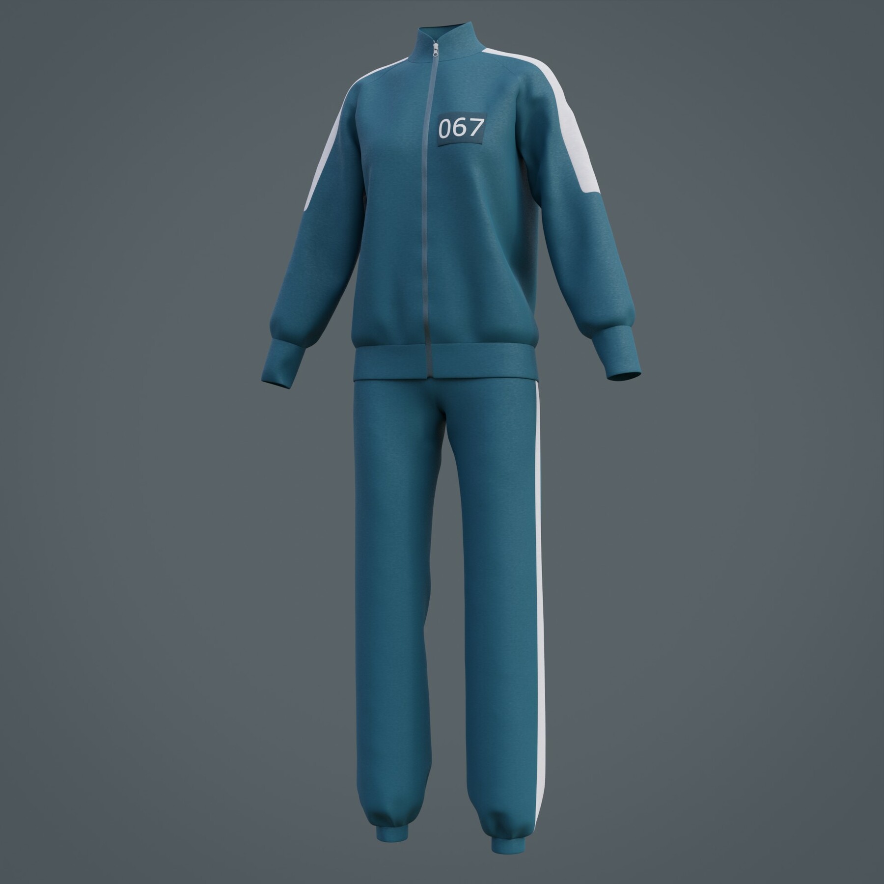 ArtStation - 3D Squid Game Players Uniform - 067 Female Tracksuit ...