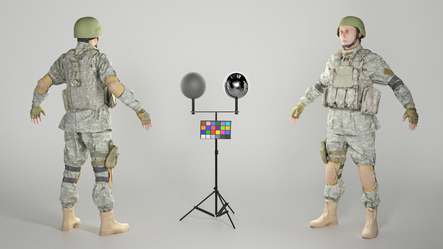 deep3dstudio - Equipped American soldier ready for animation 340