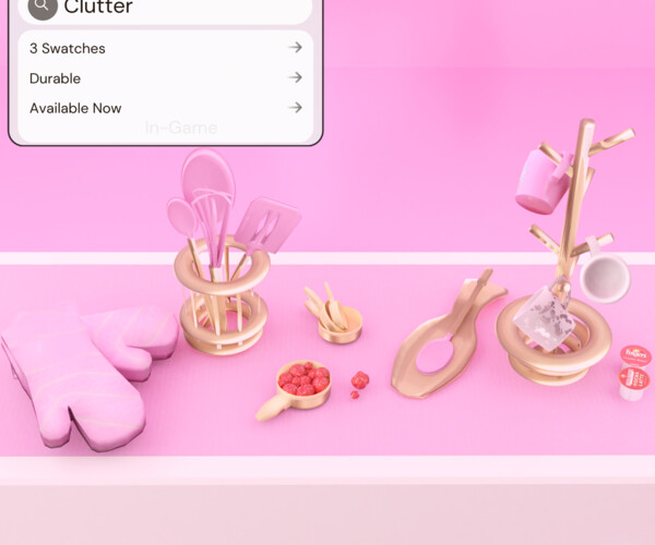 ArtStation - 5 Piece Pink & Gold Kitchen Clutter Set OBJ's | Game Assets
