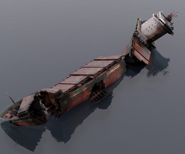 ArtStation - Burned and destroyed ship | Game Assets